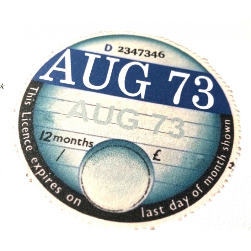 Blank Tax Disc August 1973