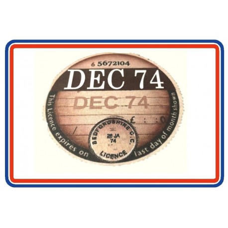 Blank Tax Disc December 1974