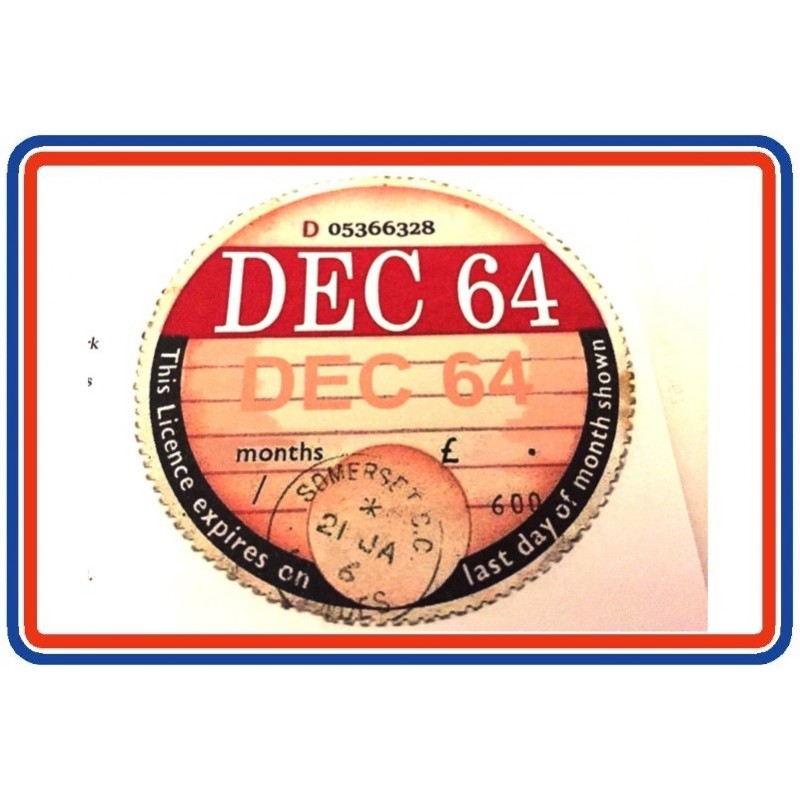 Blank Replica Tax Disc December 1964